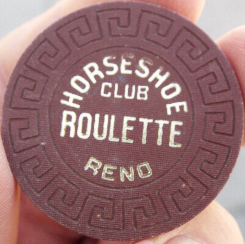 Vintage 1970 HORSESHOE CLUB Hotel Casino Roulette Chip Reno NV Nevada ...
