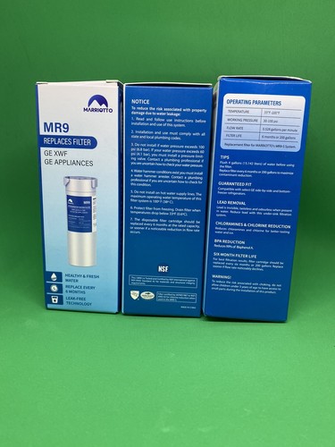 3 Pack MARRIOTTO MR9 Refrigerator Water Filter Replacement for GE XWF ...