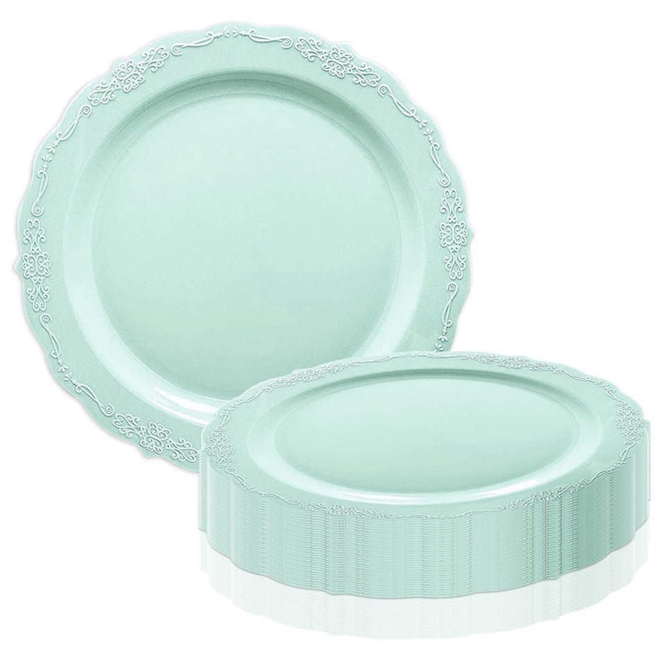 Elegant Vintage Disposable Plastic Plates Wedding Party Value Sets 120 ...