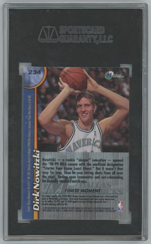 Dirk Nowitzki 1998-99 Topps Finest RC SGC 8 #234 Dallas Mavericks | eBay