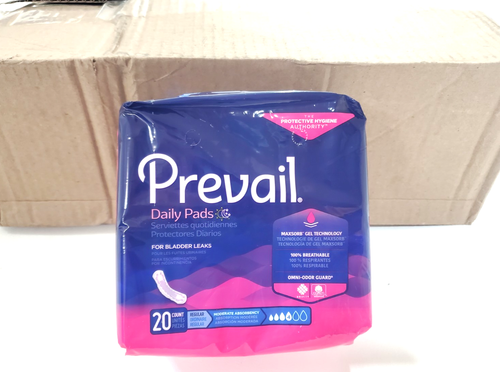 Prevail Daily Incontinent Pad 9-1/4" L Regular Length Moderate Case of ...