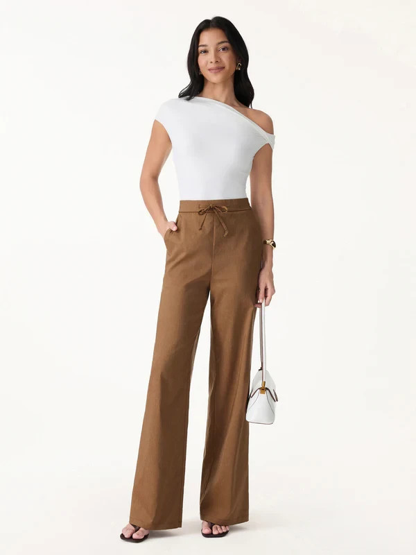 OGL Wrinkle-Resistant Linen Drawstring Wide Leg Pant with Pockets | eBay