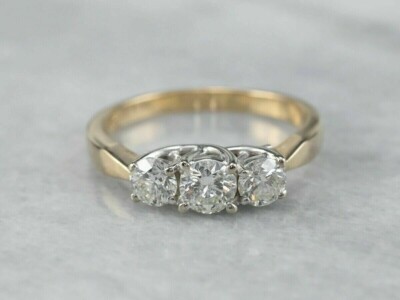 2Ct Lab Created Diamond Round 3-Stone Engagement Ring 14k Yellow Gold ...