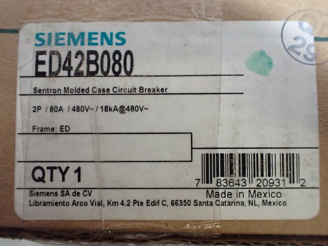 ED42B080 Type Ed4 Sentron Circuit Breaker by Siemens for sale online | eBay
