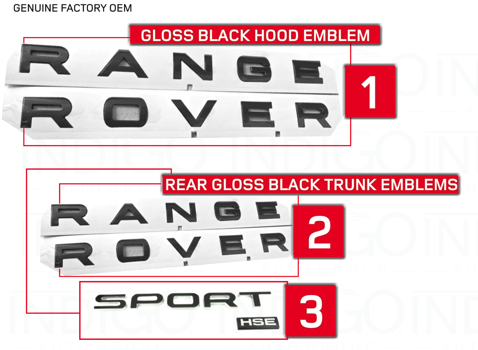 Genuine Land Rover RANGE ROVER SPORT HSE GLOSS BLACK EMBLEM KIT | eBay