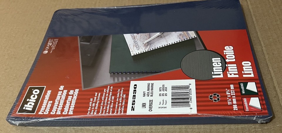 25 Sets Presentation Covers Linen Navy Blue - 11.25" x 8.75" - Comb or ...