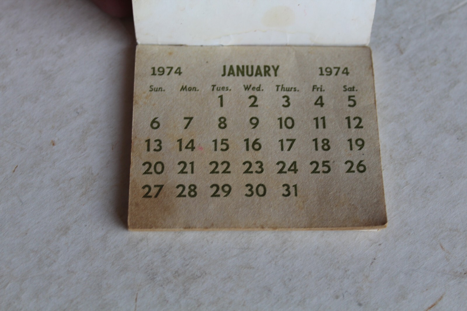 1974 Mini Pocket Calander UNUSED - Wallet Size - 2024 Same Dates Flower ...