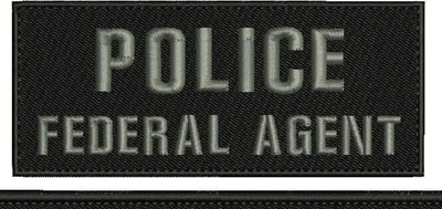 police federal agent embroidery patches 2x5 hook grey | eBay