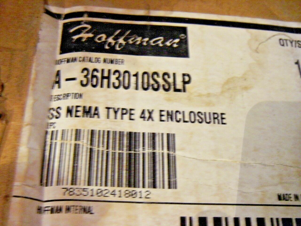 Hoffman A36H3010SSLP Stainless Steel 304 Electrical Enclosure 36x30x10 ...