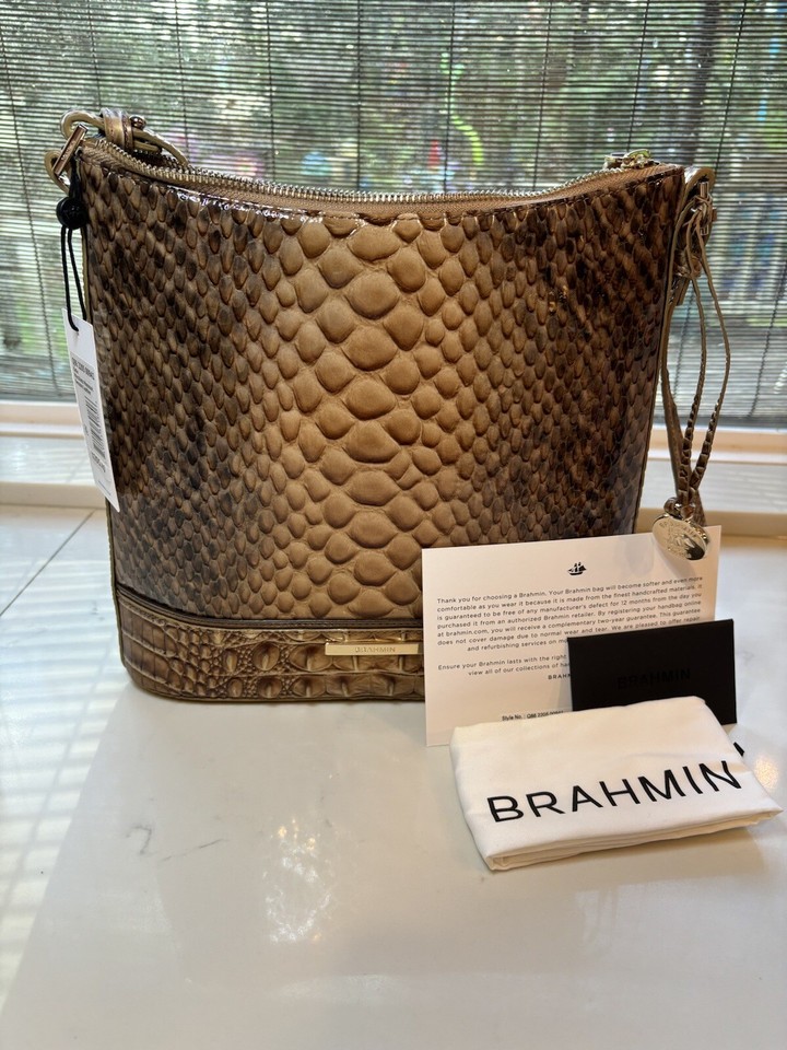 🤎🧡🤎NEW BRAHMIN KATIE MACCHIATO MANSOURI BROWN SNAKESKIN PATTERN HANDBAG ...