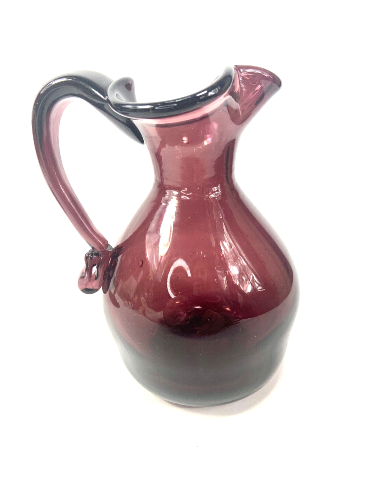 Vintage Purple Amethyst Blown Glass Pitcher Signed | eBay