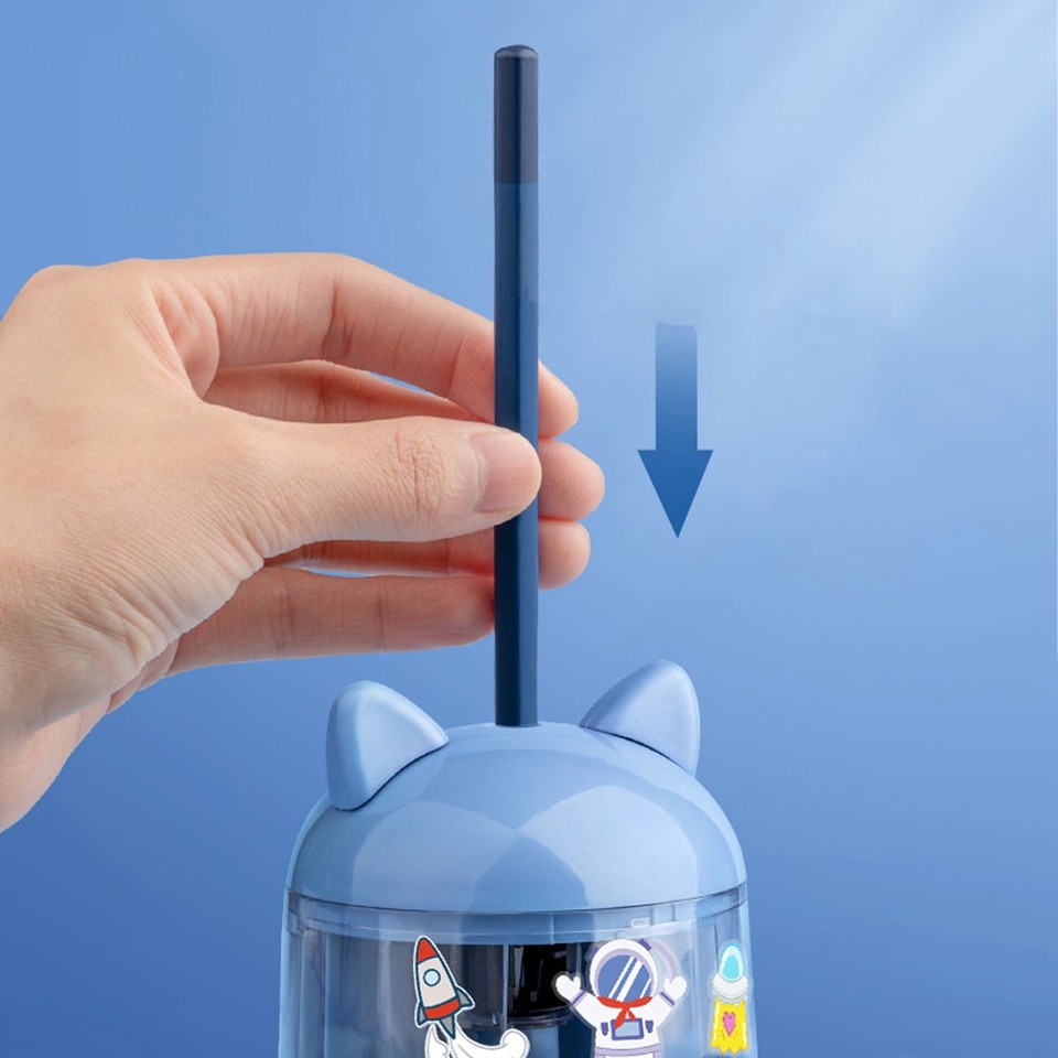 Blue Electric Pencil Sharpener Cartoon Battery Powered Electric Pencil ...