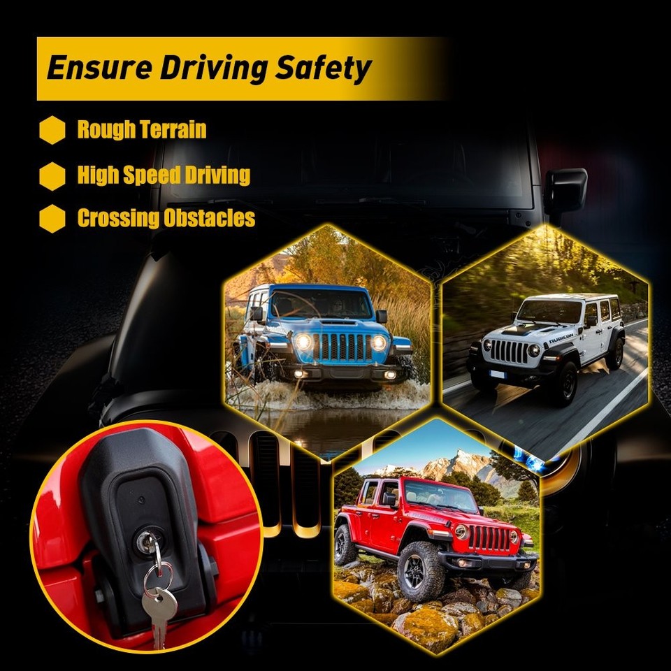 Hood Latches Lock Kit for Catch Jeep Wrangler JL Gladiator JT 2018-2024 ...