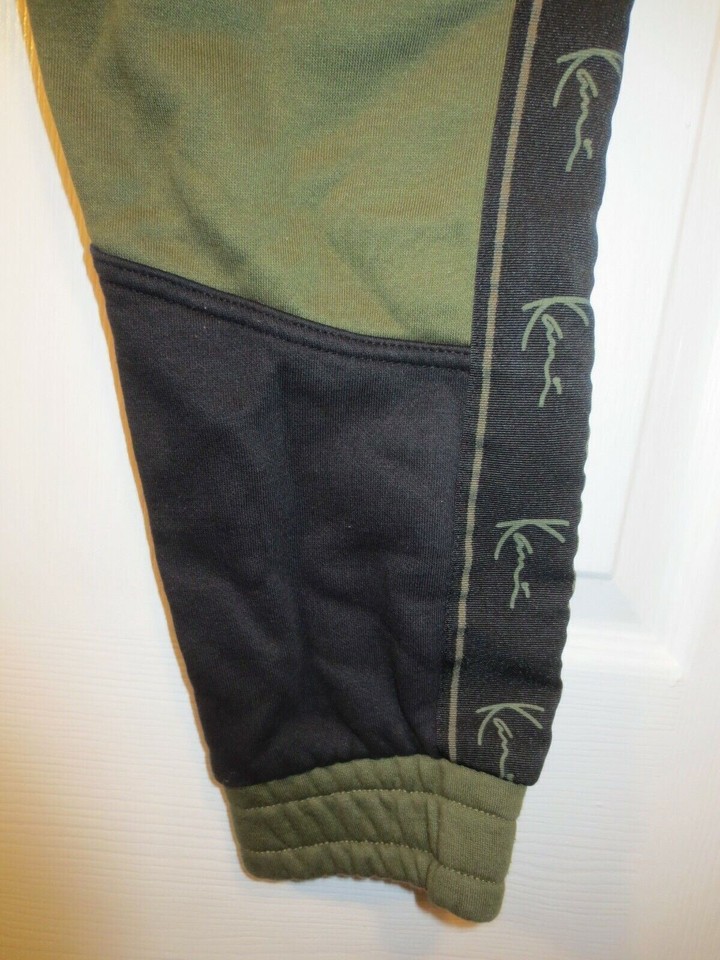 VINTAGE Karl KANI Jogger Pants Spell Out Green & Black Sweat Pants Size ...