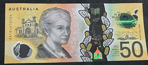 2018 $50 AA18 First Prefix Australian Fifty Dollar Polymer Banknote AA ...