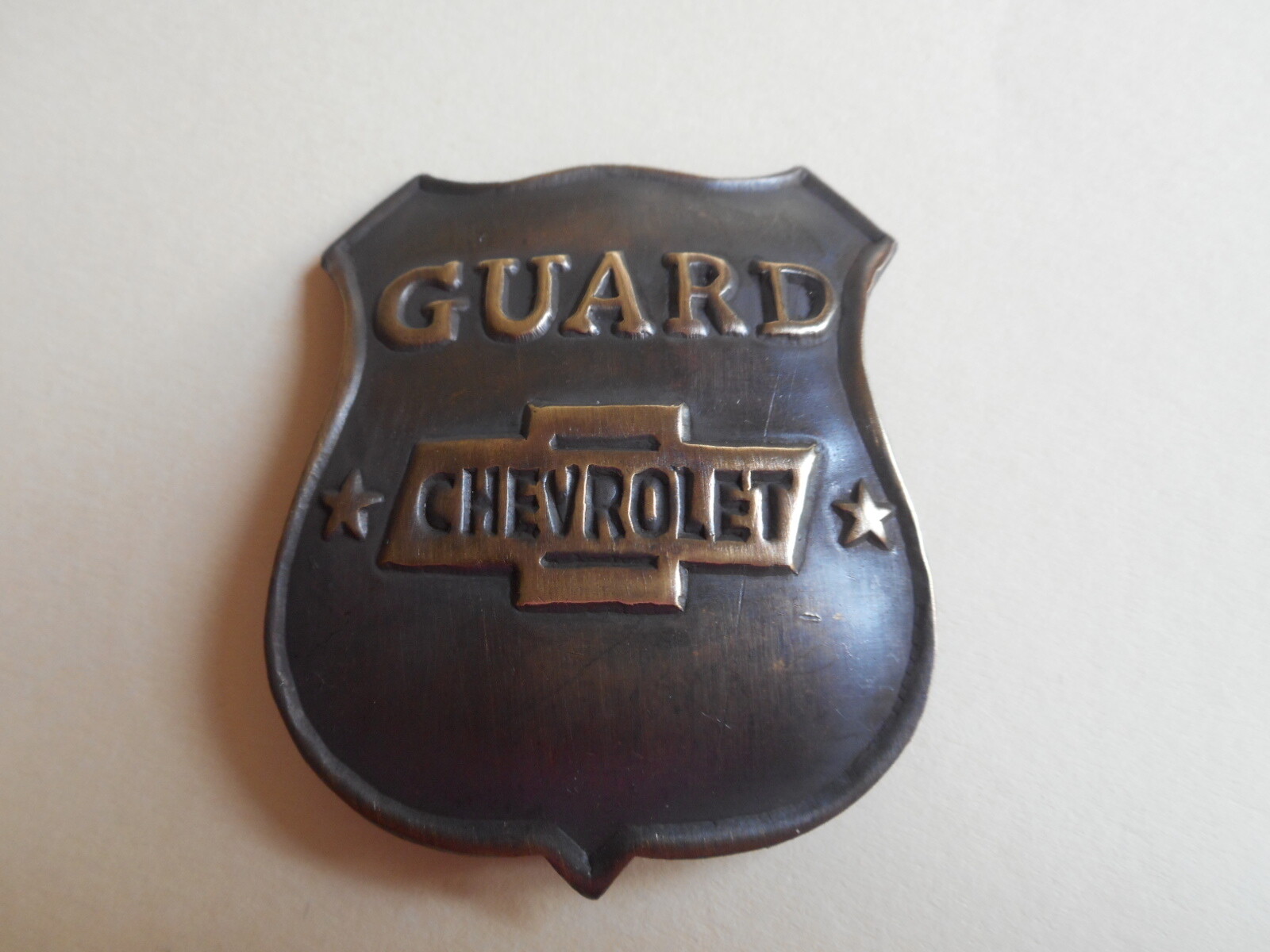 SOLID BRASS GUARD CHEVROLET CHEVY BADGE SHIELD PIN PINBACK CAR ...