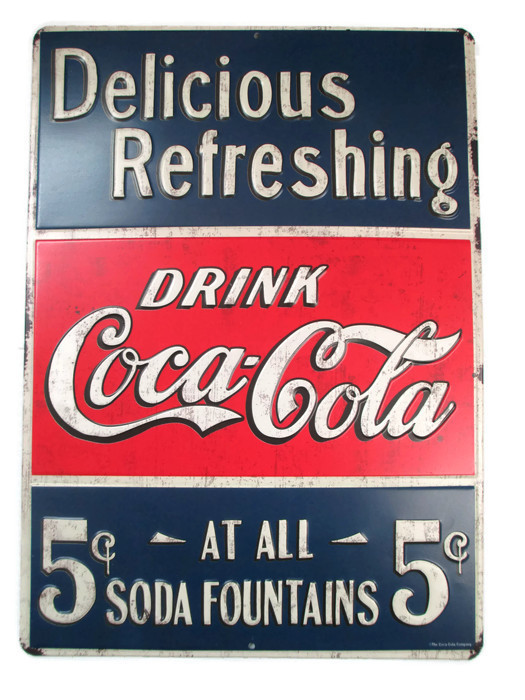 Coca-Cola Red White and Blue Tin Sign Delicious and Refreshing | eBay