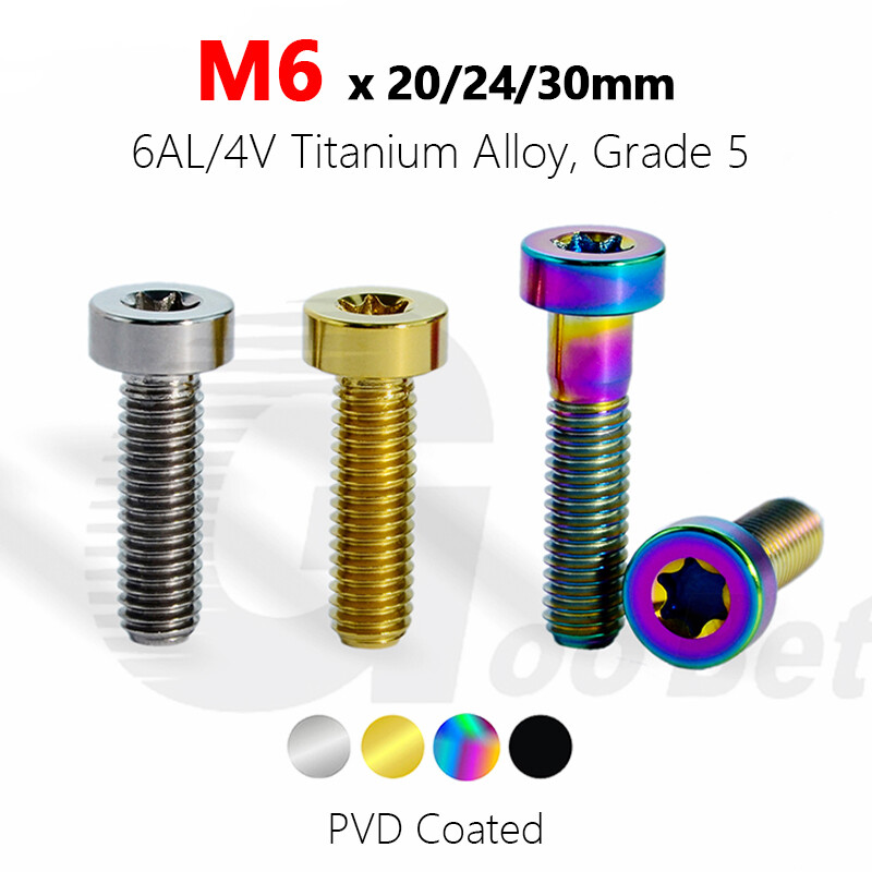 Bicycle Repair Kit 6-Pack Titanium Bike Stem Bolts - M6x20mm Allen Hex ...