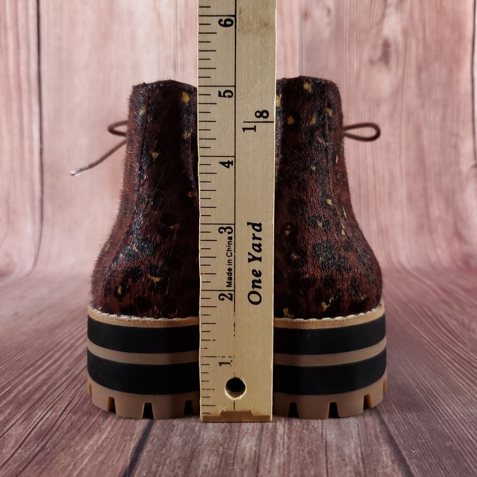 Madewell Womens Size 9 The Wren Boots Painted Leopard Calf Hair Lace Up ...