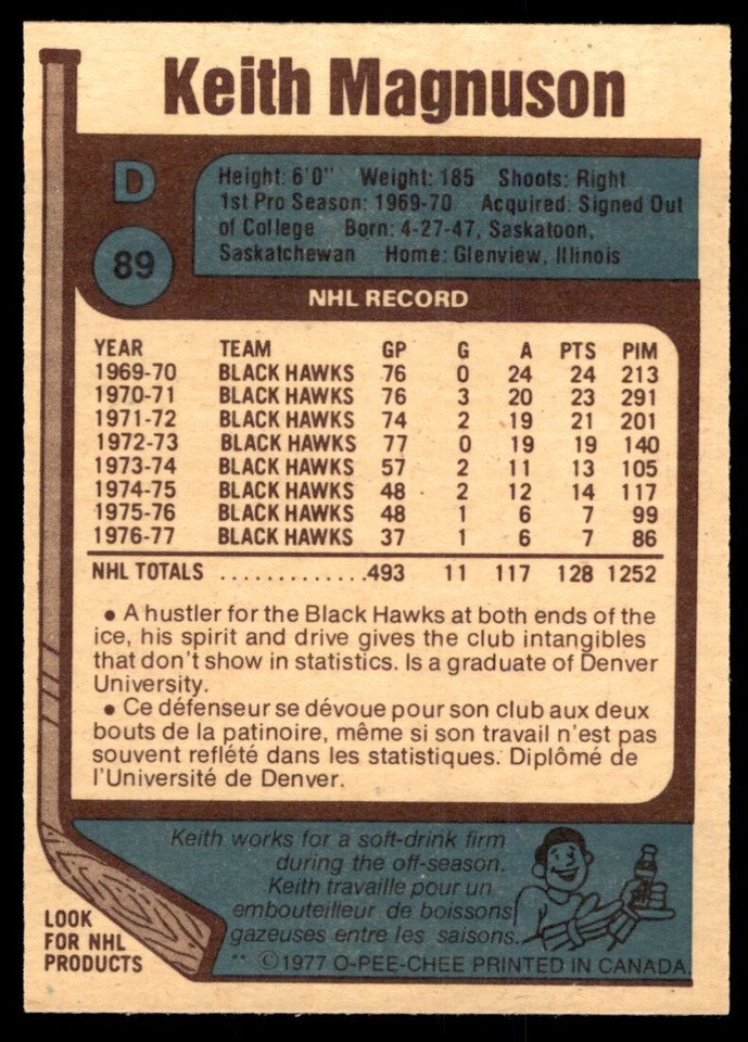 1977-78 O-Pee-Chee NM-MT Keith Magnuson #89 | eBay