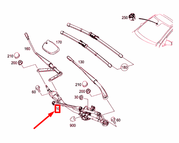 Mercedes-Benz B W246 Front Windshield Wiper System LHD A2468200040 ...
