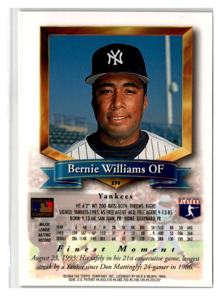 1994 Finest #279 Bernie Williams | eBay