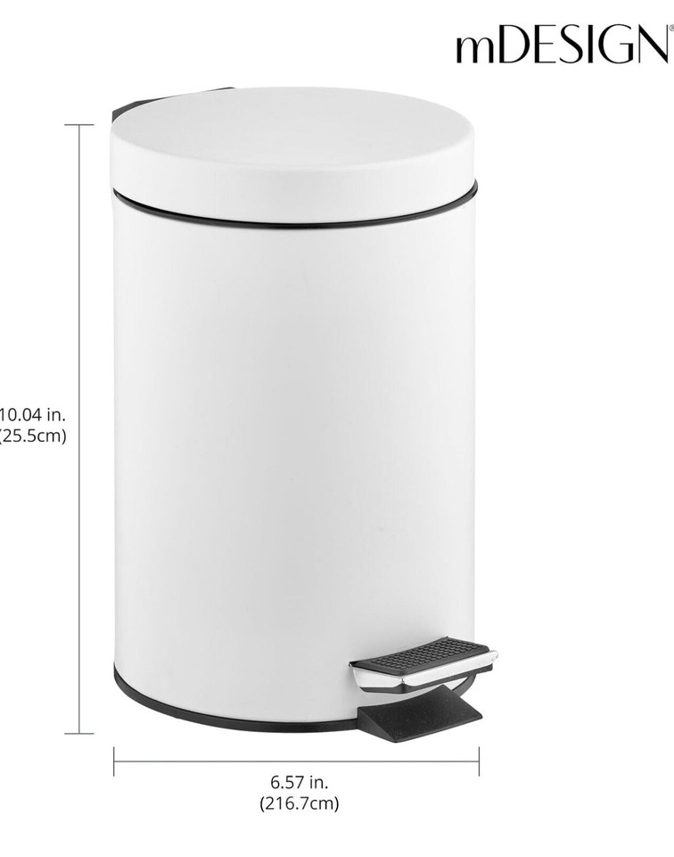 mDesign Round Step Trash Can Garbage Bin, Removable Liner | eBay