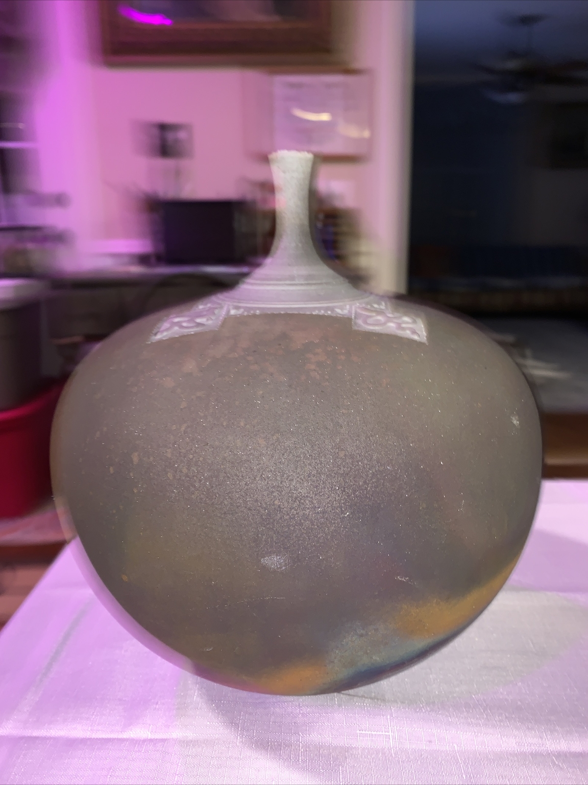 Signed Large Raku Vase Vessel 1982 11” Vintage Rare Iridescent Rare ...