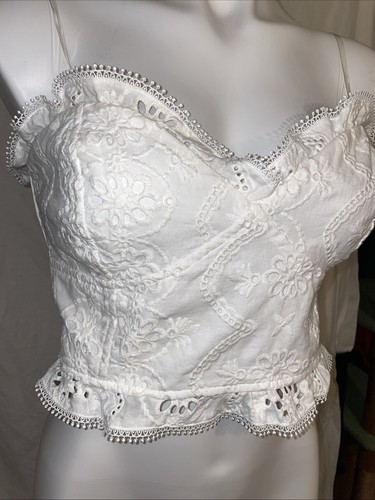 Do + Be Women's Size L Strapless Eyelet Bow Crop Top Cotton Bra Style ...