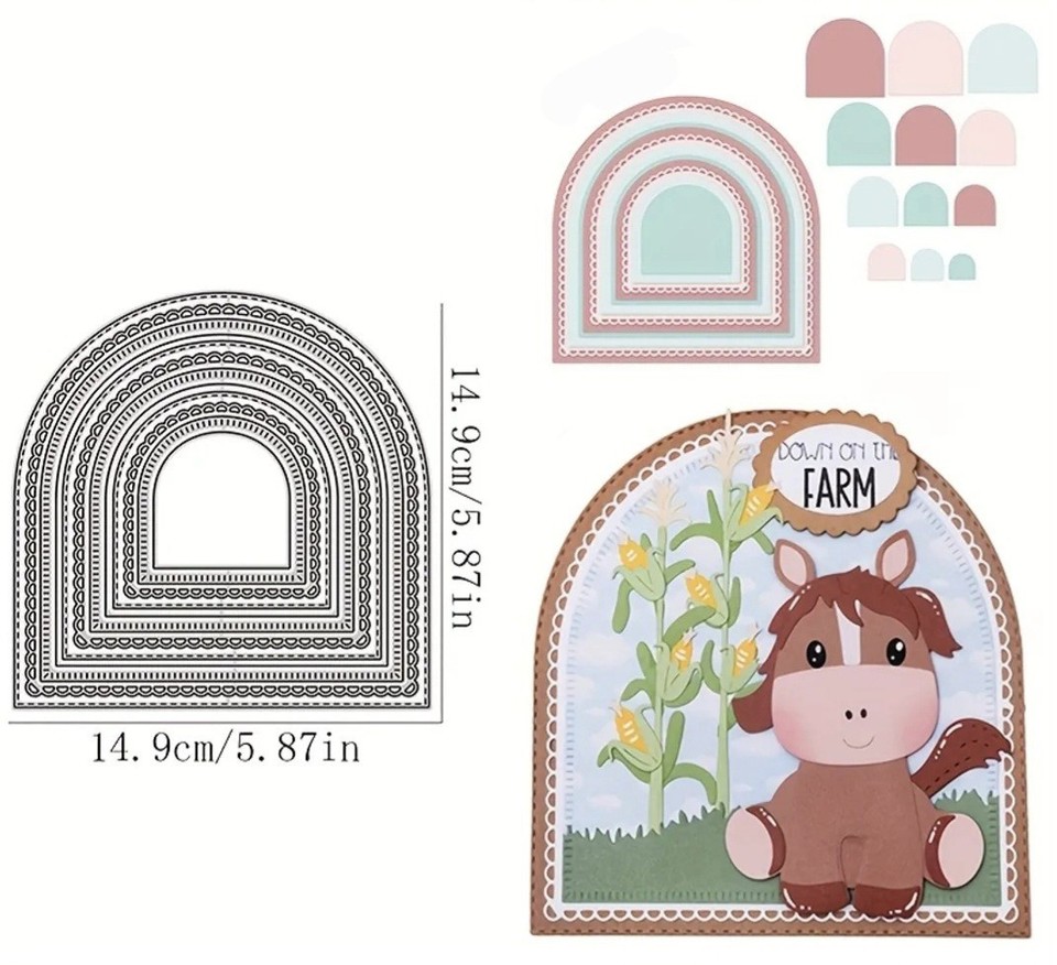 Metal Cutting Dies LARGE Nesting Arch Background Window Frame Card ...