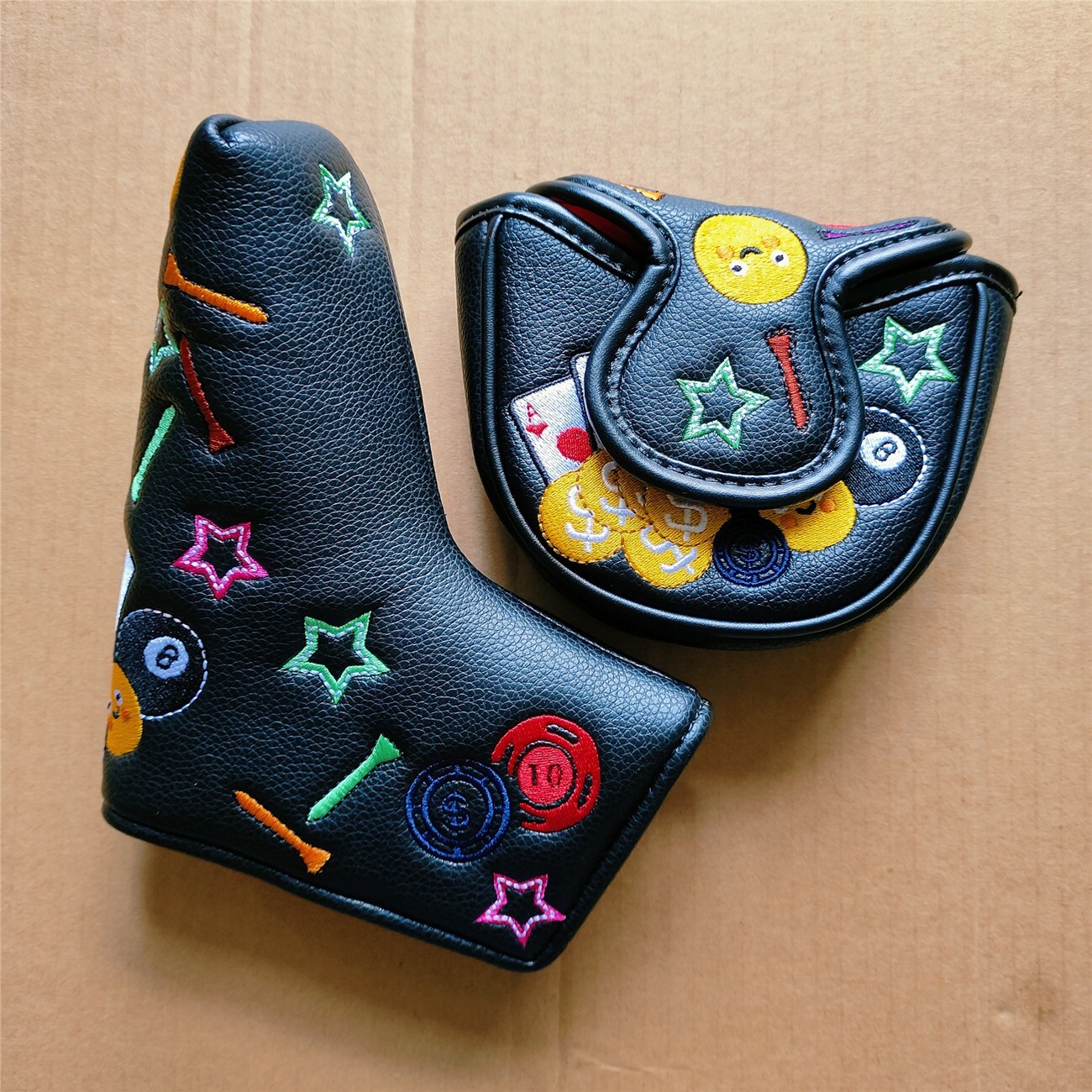 Black Super PU Leather Poker Design Golf Mallet Blade Putter Cover ...