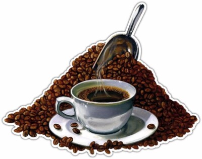Coffee Mug Beans Beverage Barista Car Bumper Window Vinyl Sticker Decal ...