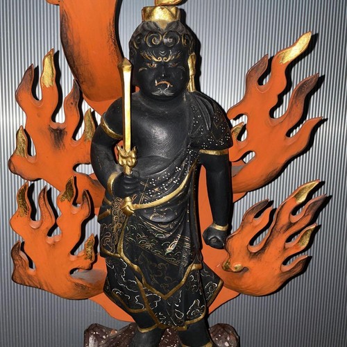 FUDO MYOO ACALA NIO Buddha Wooden Statue 26 inch Japan Vintage Figurine ...