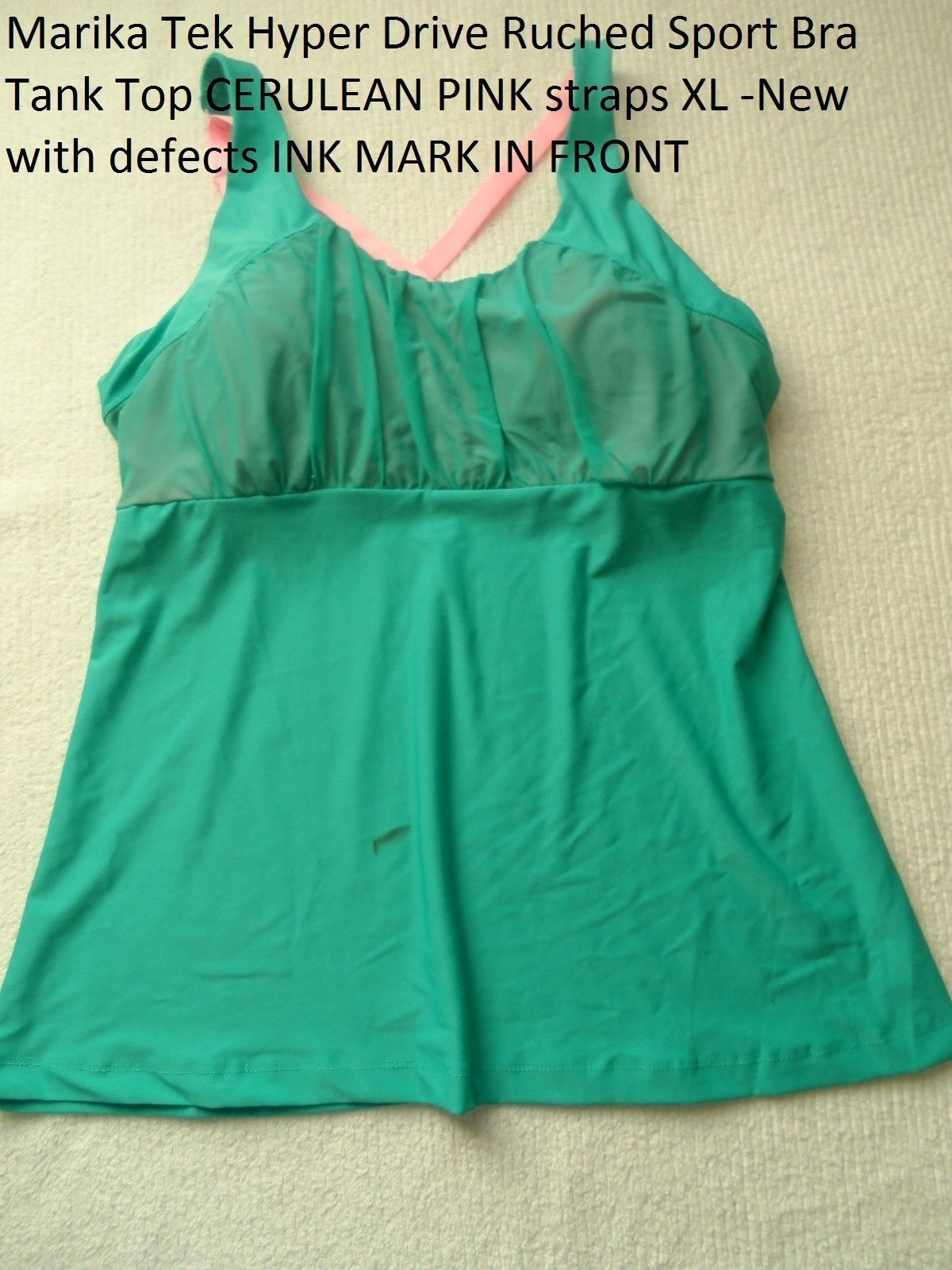 Marika Tek Hyper Drive Ruched Sport Bra Tank Top CERULEAN PINK XL | eBay