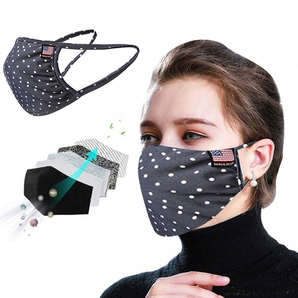 Reusable Washable Fashion Double Layer Cloth Face Cover Masks Men Women ...