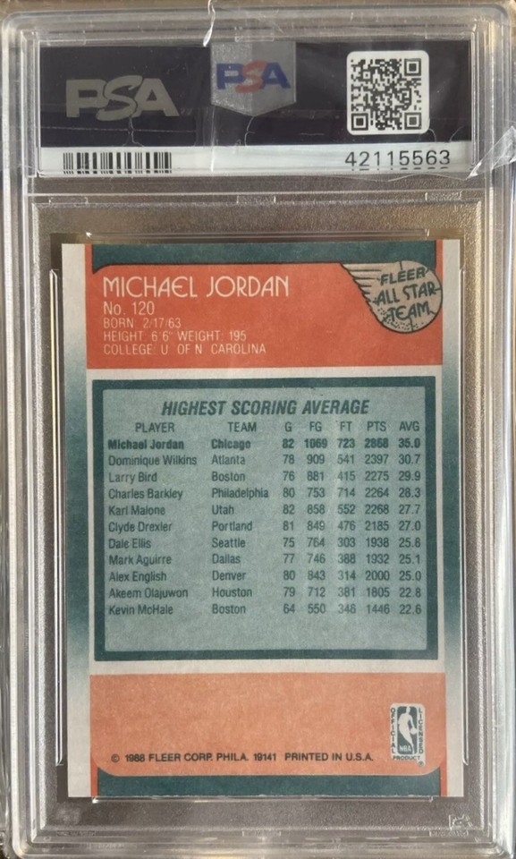 1988-89 FLEER MICHAEL JORDAN #120 ALL-STAR PSA 8 NM-MT | eBay