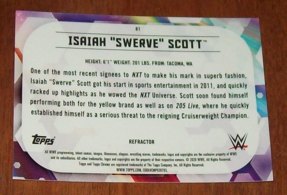 2020 Topps Wrestling Isaiah "Swerve" Scott Refractor Card | eBay
