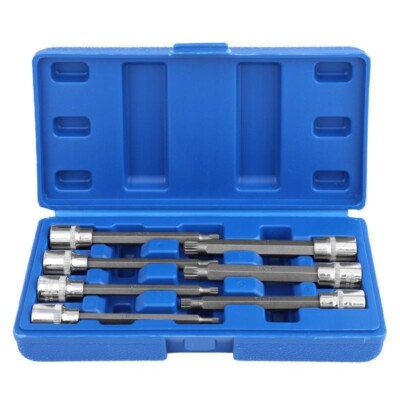 110mm Extra Long 7pc 3/8" Dr 12pt Spline Socket Bit Set:M4-M5-M6-M7-M8 ...