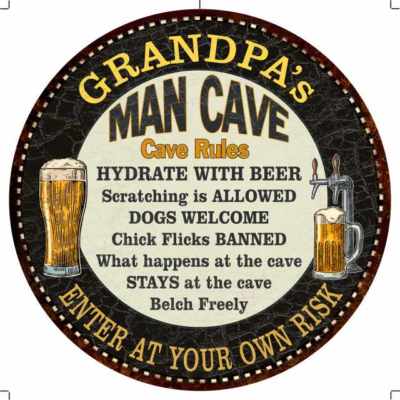 GRANDPA's Man Cave Rules Round Metal Sign Garage Wall Decor ...