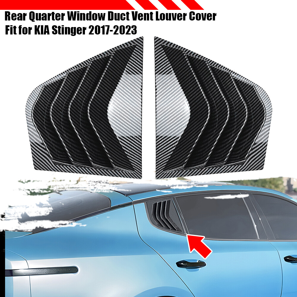 Carbon Look Rear Window Quarter Glass Vent Louver Cover For KIA Stinger ...