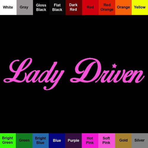 Lady Driven Sticker - Auto Female Driver Decal - 2 Pack - Choose Color ...