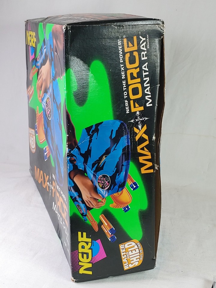 NERF Max Force Manta Ray Blaster With Stickers Papers Box Damaged 1995 ...