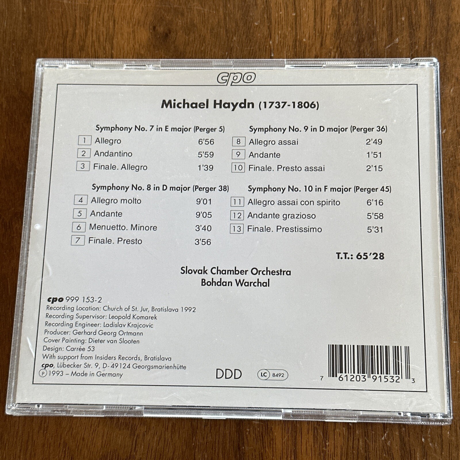 Michael Haydn: Symphonies 7-10 - Warchal (CD, 1993, CPO) Germany Import ...