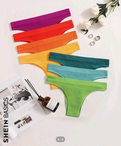 Shein 7pack Solid Rib Underwear Multi Set Med 6 BRAND NEW UNOPENED | eBay