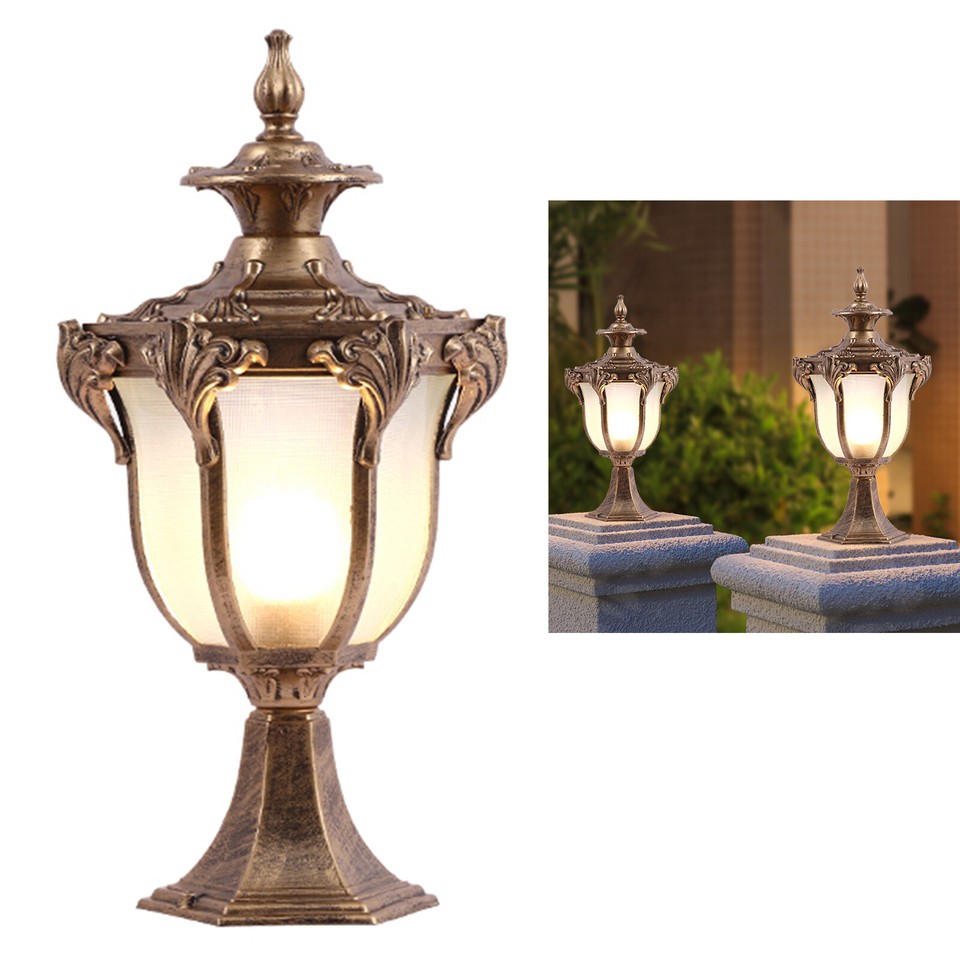 Outdoor Post Light Lamp Fixture Vintage Bronze Lantern Garden Gate Column Light | eBay