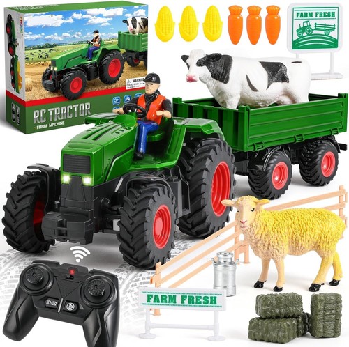 Remote Control Tractor Set & Truck and Trailer Front Loader 8 Wheel ...