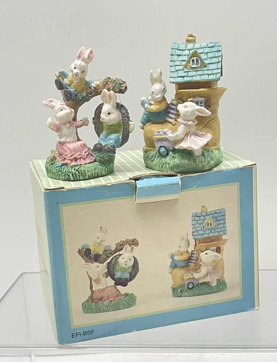 Easter Village set of 2 poly resin Bunnies 2.5” tall | eBay