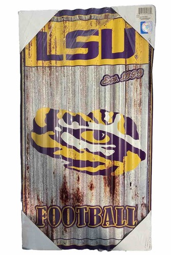 LSU TIGERS CORRUGATED METAL SIGN 12 X 21.7” LOUISIANA STATE UNIVERSITY ...