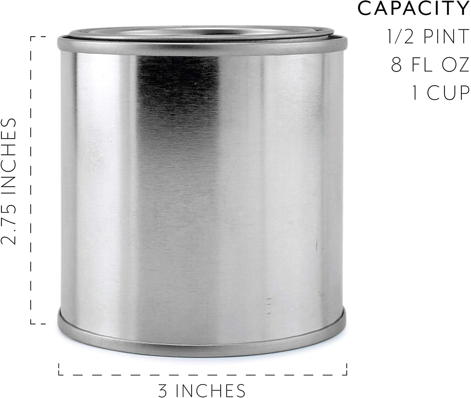 Metal Paint Cans with Lids 1/2 Pint Size 6pk, 1-Cup Empty Unlined Paint ...