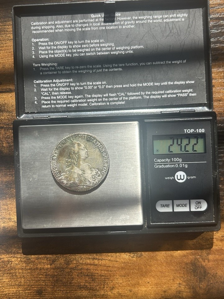 Russia Silver Catherine the Great 1776 24.22 Grams 1 Rouble Tough Date ...
